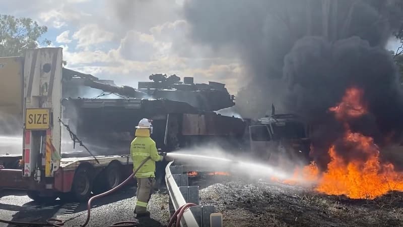 Six injured in fiery crash involving US military tank